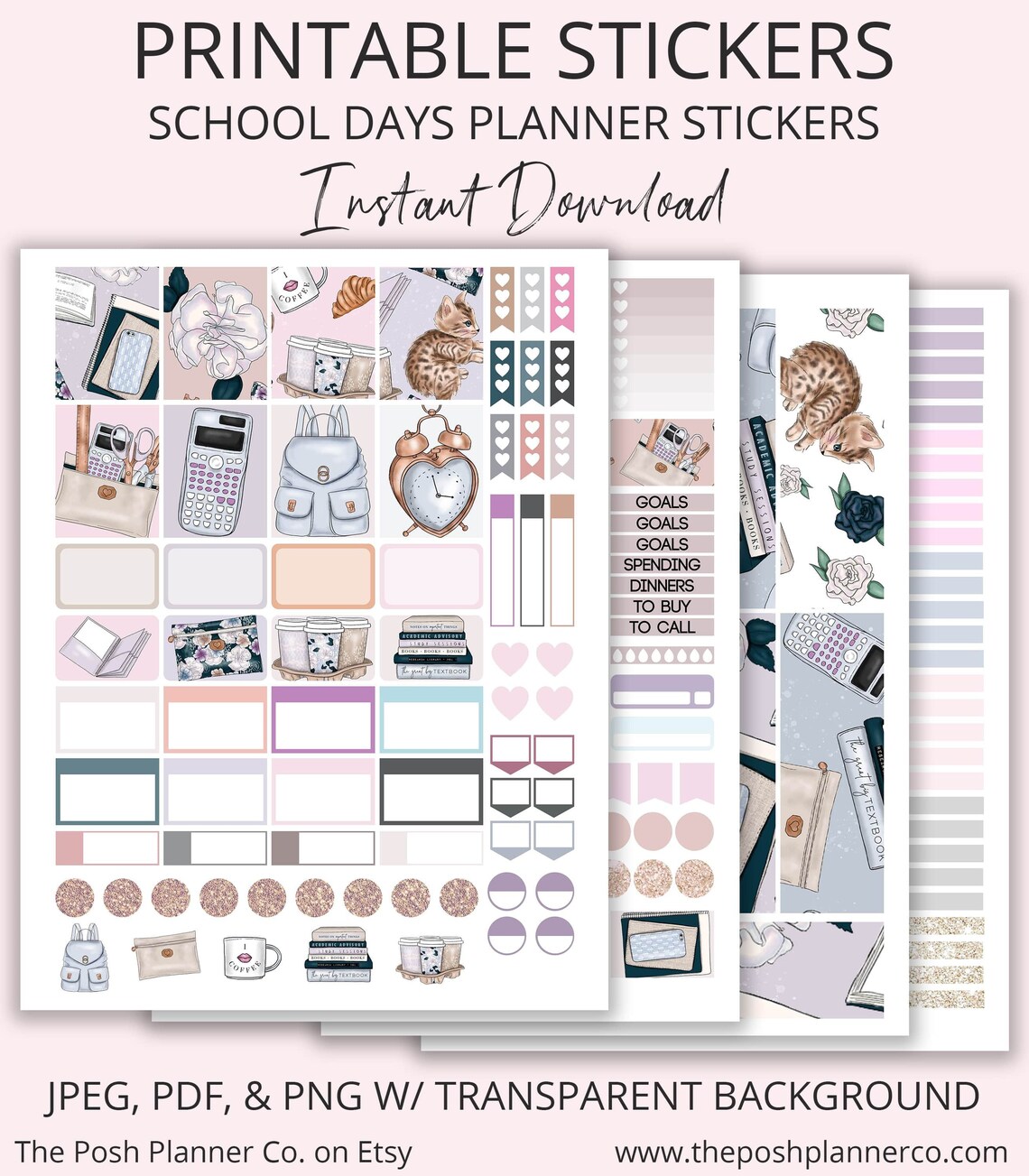 Printable Planner Stickers Student Planner Stickers School - Etsy