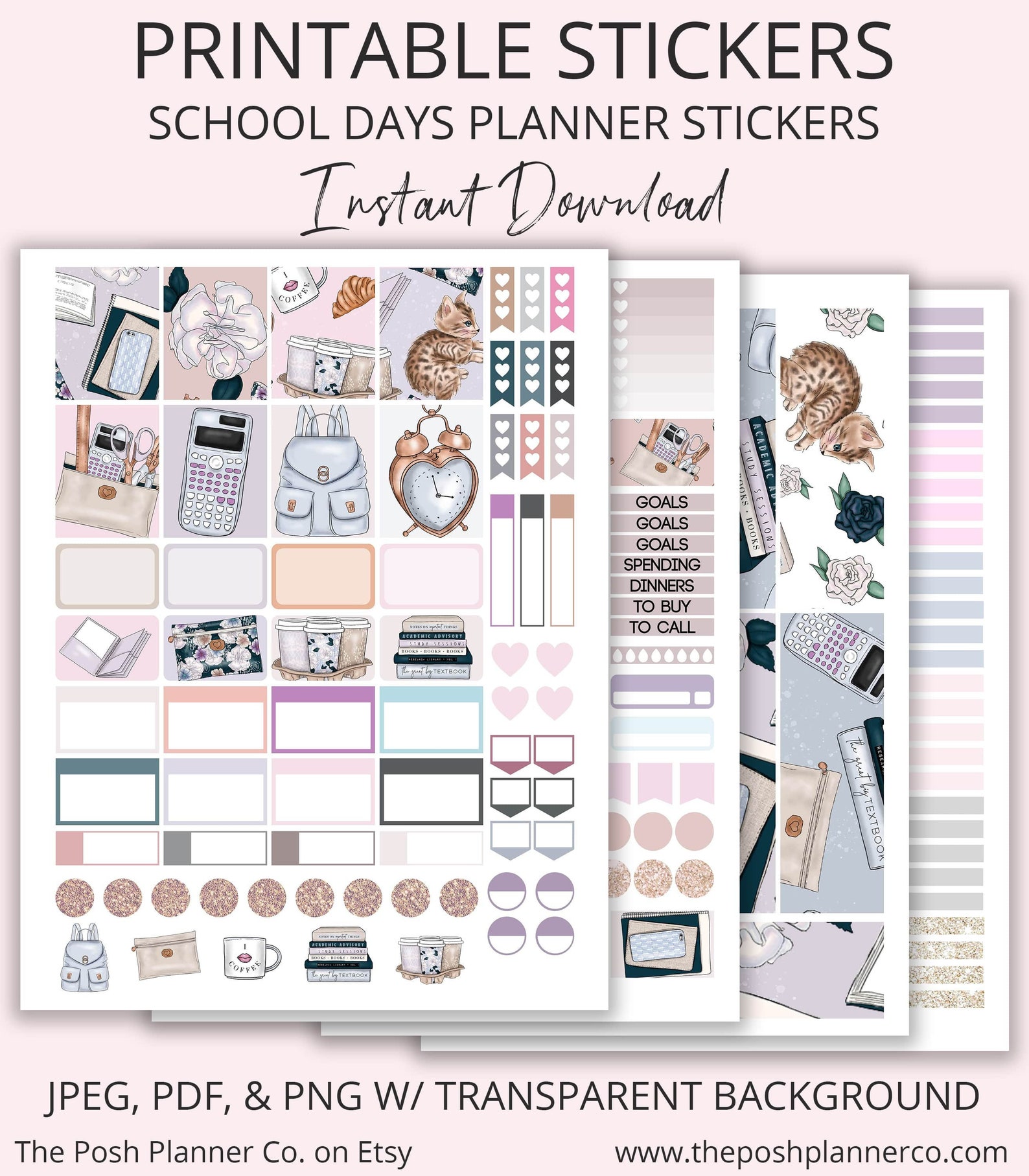 Printable Planner Stickers Student Planner Stickers School - Etsy