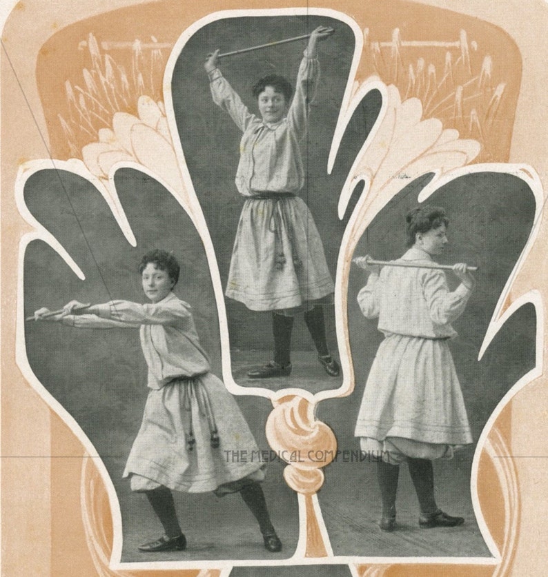 Antique Fitness Print | Female Health | Vintage Gymnastics | Bar ...