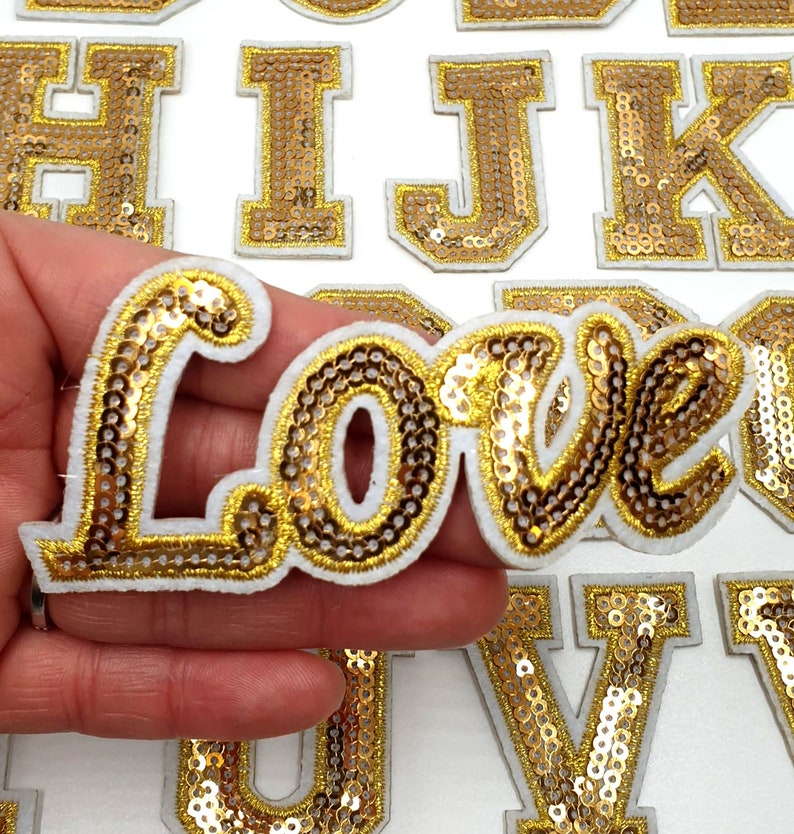 Gold Letter Sequin Patch Patches Iron-on / Sew-on Clothes - Etsy
