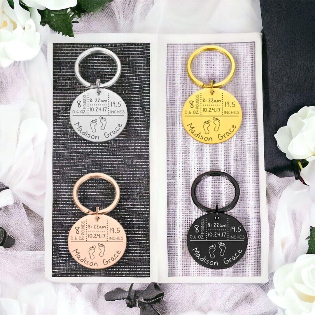 Newborn Baby Mother's Day Gift Keyring, Customised Engraved Stainless ...