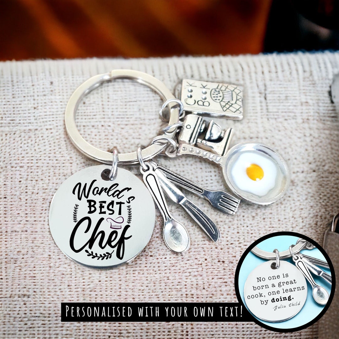 Personalised Chef Keyring: Culinary Charms, Baker Gift, Cook Keepsake ...