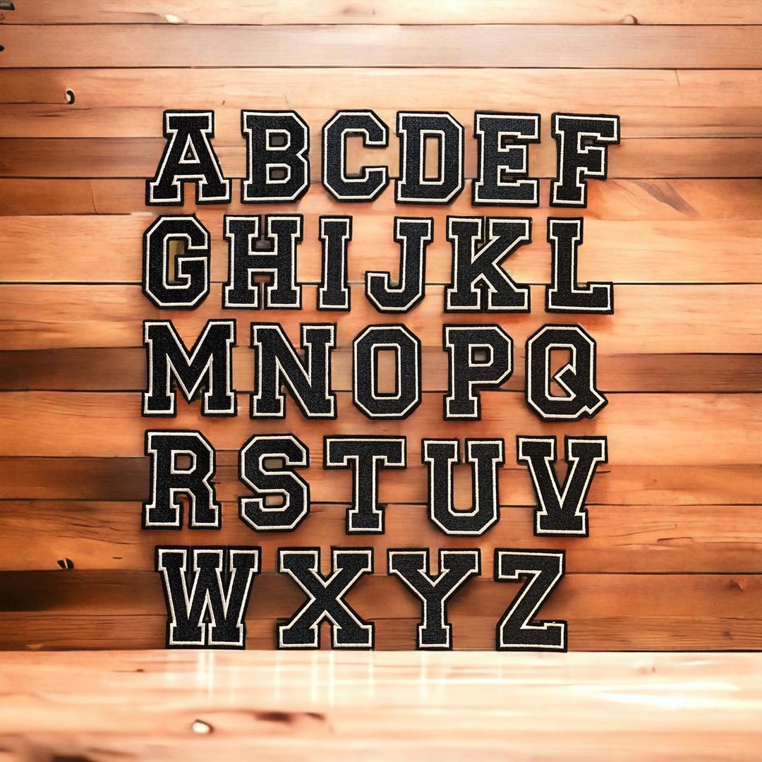 Patch Letters Numbers Black Embroidered 7.9cm Iron on Sew on Patches ...