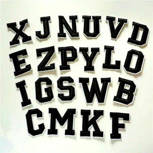 Black White 3D Letter Patch Patches Iron on / Sew on Alphabet ...