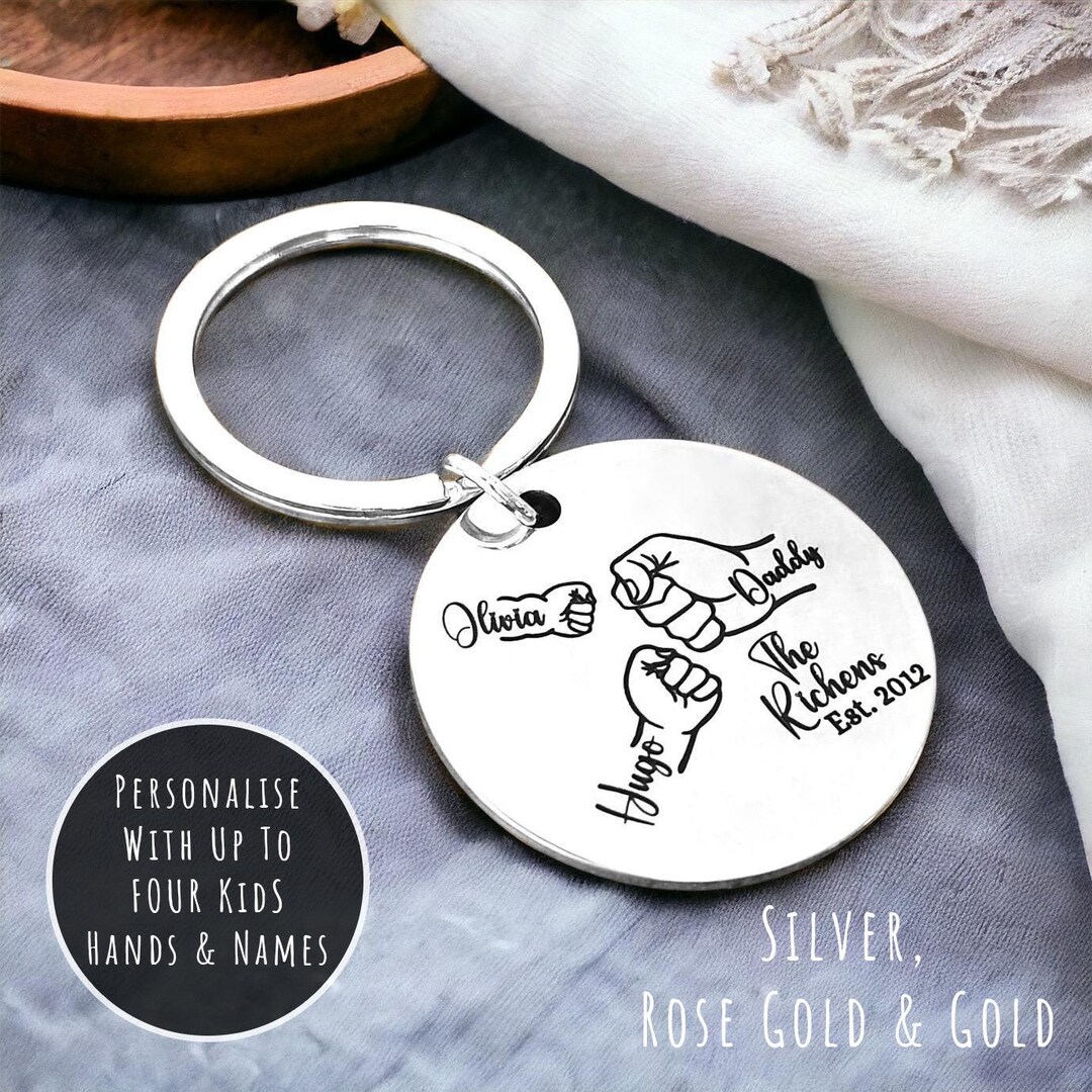 Fathers Day Gift Present Daddy, Dad, Fist Bump Keyring , Personalised ...