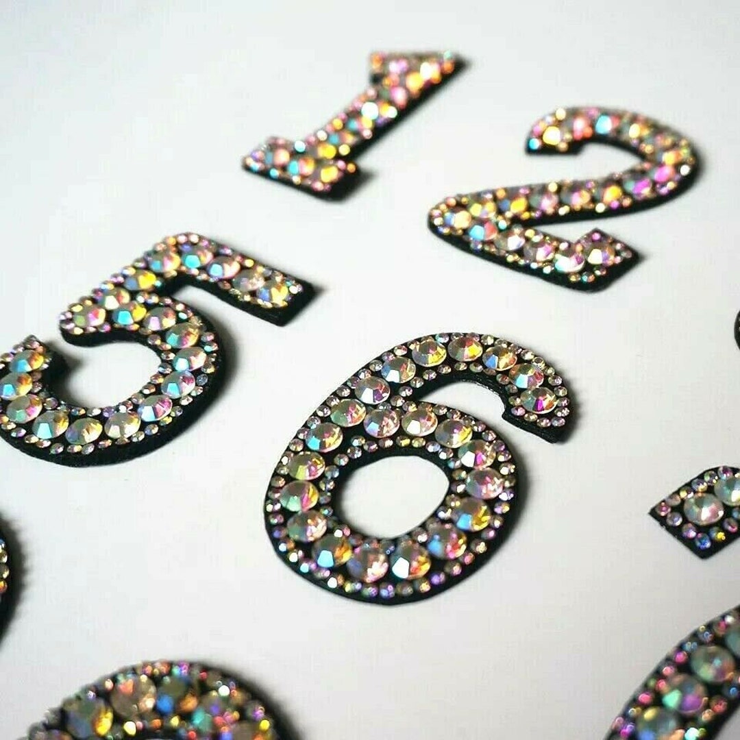 Rhinestone Sparkle Number 5.5cm Patch Patches Iron on Alphabet ...