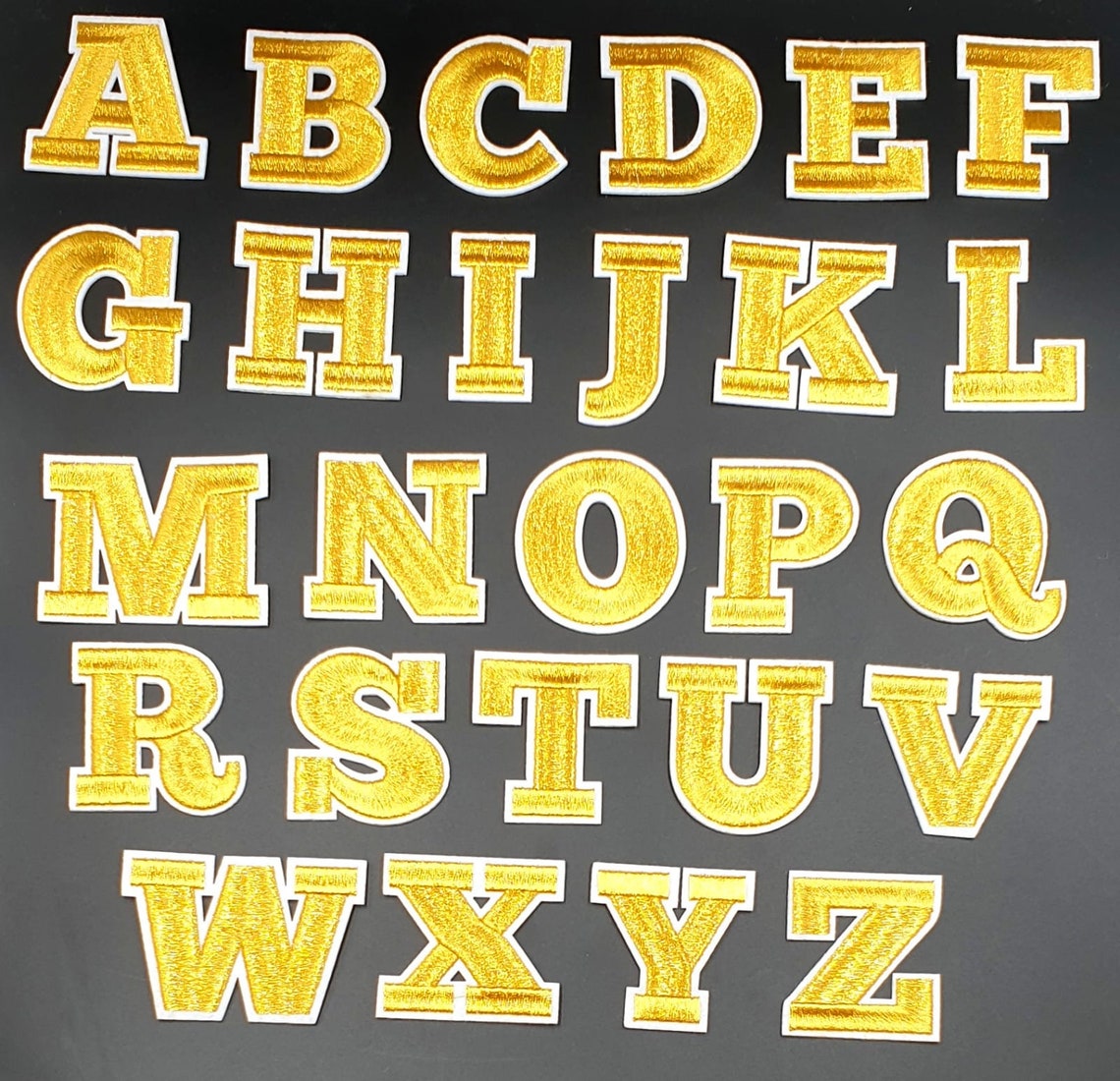 LARGE Gold / White Letter Patch Patches Iron on / Sew on - Etsy