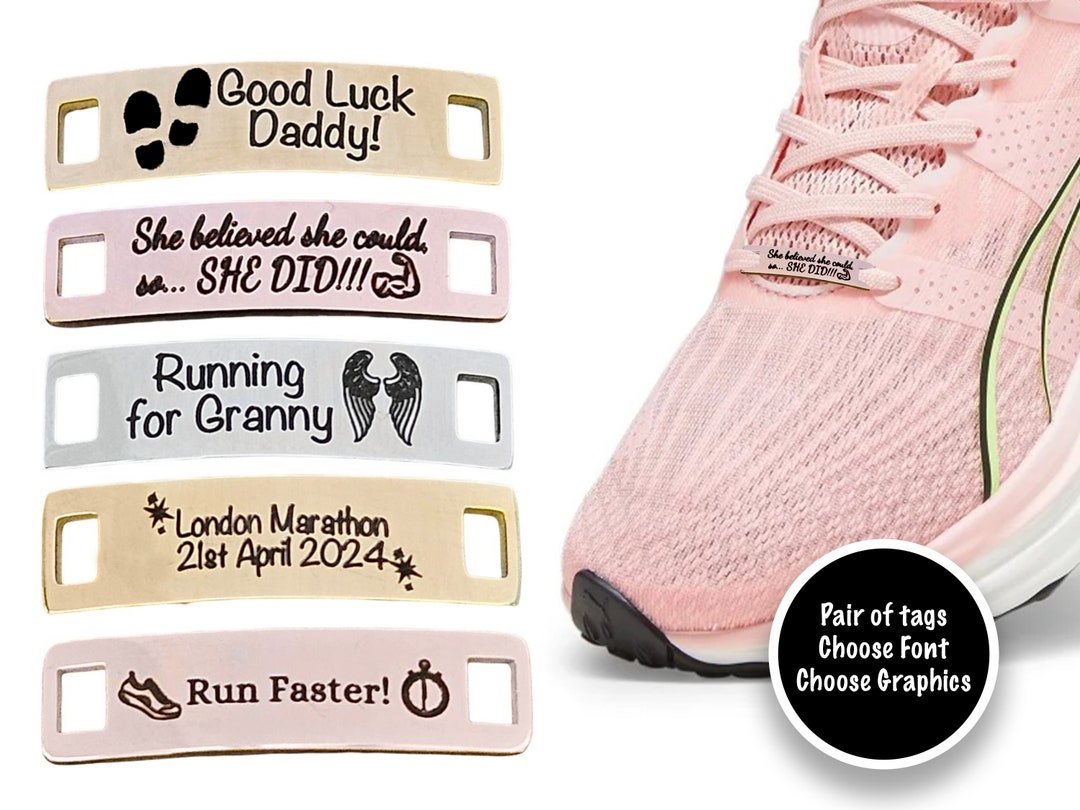 Personalised Marathon Shoe Tags: Engraved Stainless Steel Trainer Tag ...
