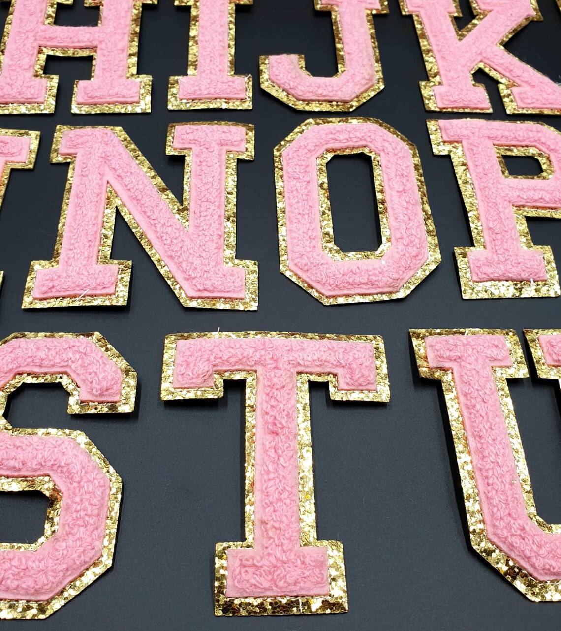 Large 8cm Pink Chenille Patch Letter Patches Iron on /Sew on | Etsy