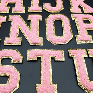 Large 8cm Pink Chenille Patch Letter Patches Iron on /sew on Retro ...