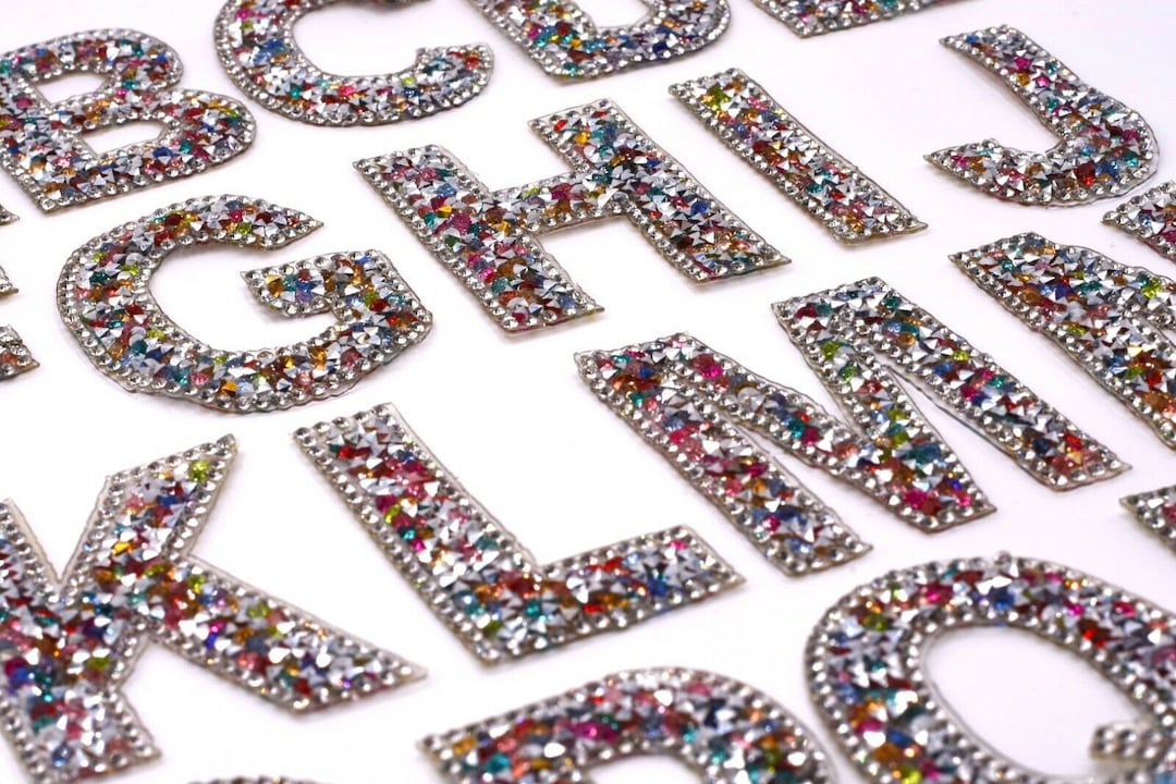 Rainbow Large Rhinestone Sparkle Letter Patch Patches Iron on - Etsy