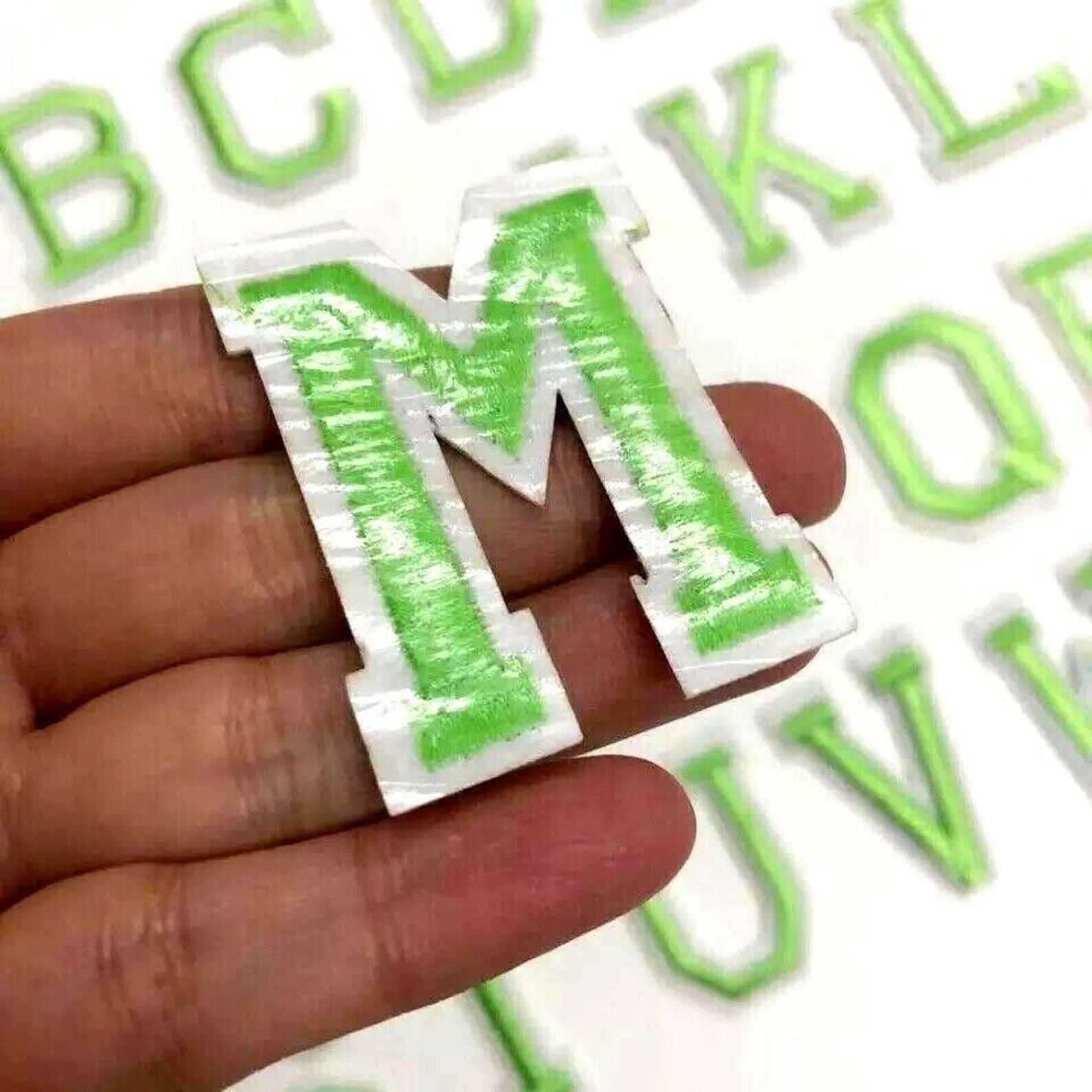 Green Letter Patch Patches Iron on Sew on Alphabet Embroidery Clothes ...