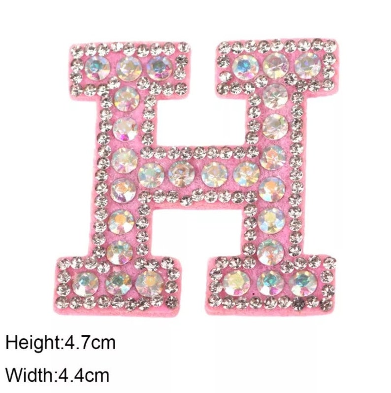 Rhinestone Pink Letter Patch Patches Iron /sew on Alphabet - Etsy
