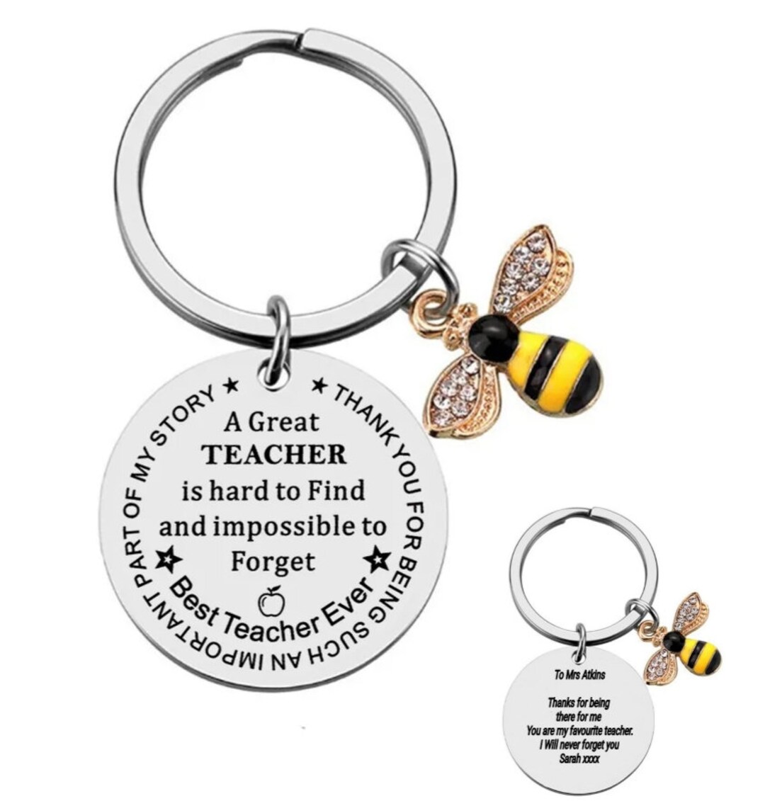 Personalised Keyring Teacher Gift School Tutor Christmas Bee Gift Key ...