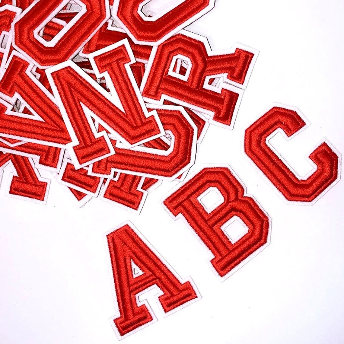 Red White 3D Letter Patch Patches Iron on / Sew on Alphabet - Etsy