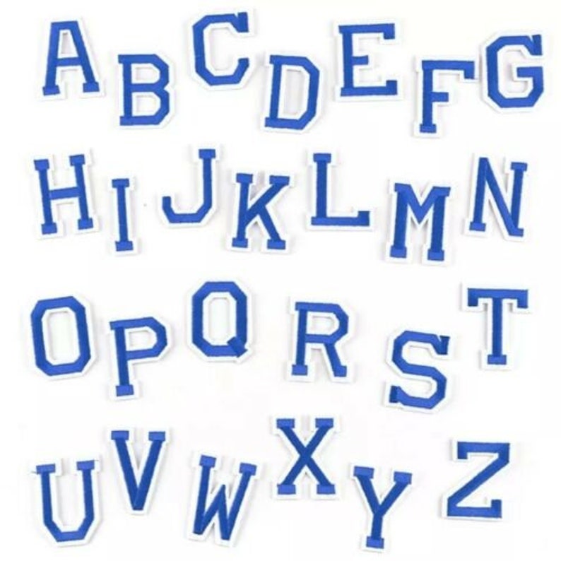 Blue Letter Patch Patches Iron on Sew on Retro Alphabet Embroidery ...