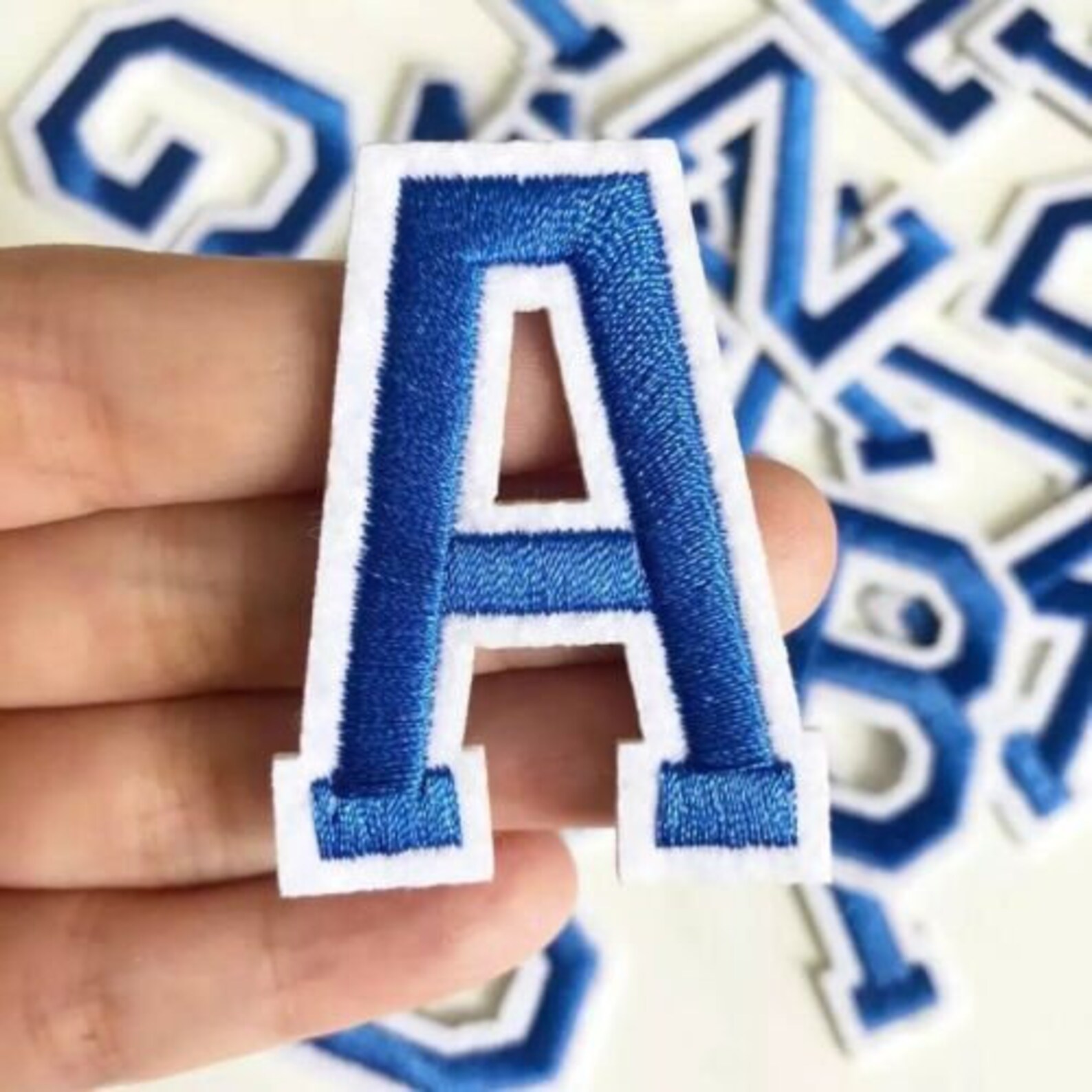 Blue Letter Patch Patches Iron on Sew on Retro Alphabet Embroidery ...
