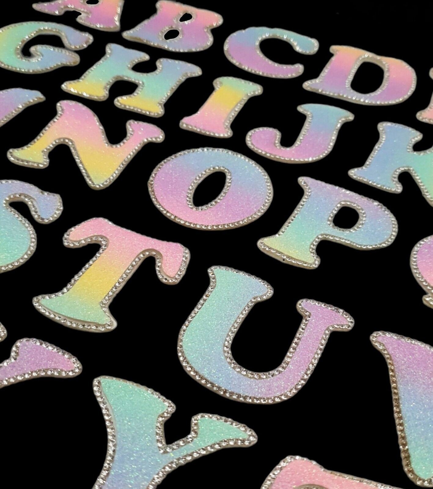 Glitter Pastel Multicoloured Letter Patches Iron on / Sew on - Etsy