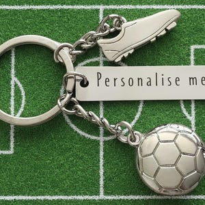 Personalised Keyring - Football Soccer Charm Engraved Gift - Custom ...