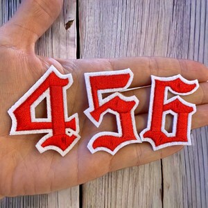 Number Red & White Patch Patches Iron on / Sew on Old English Retro ...