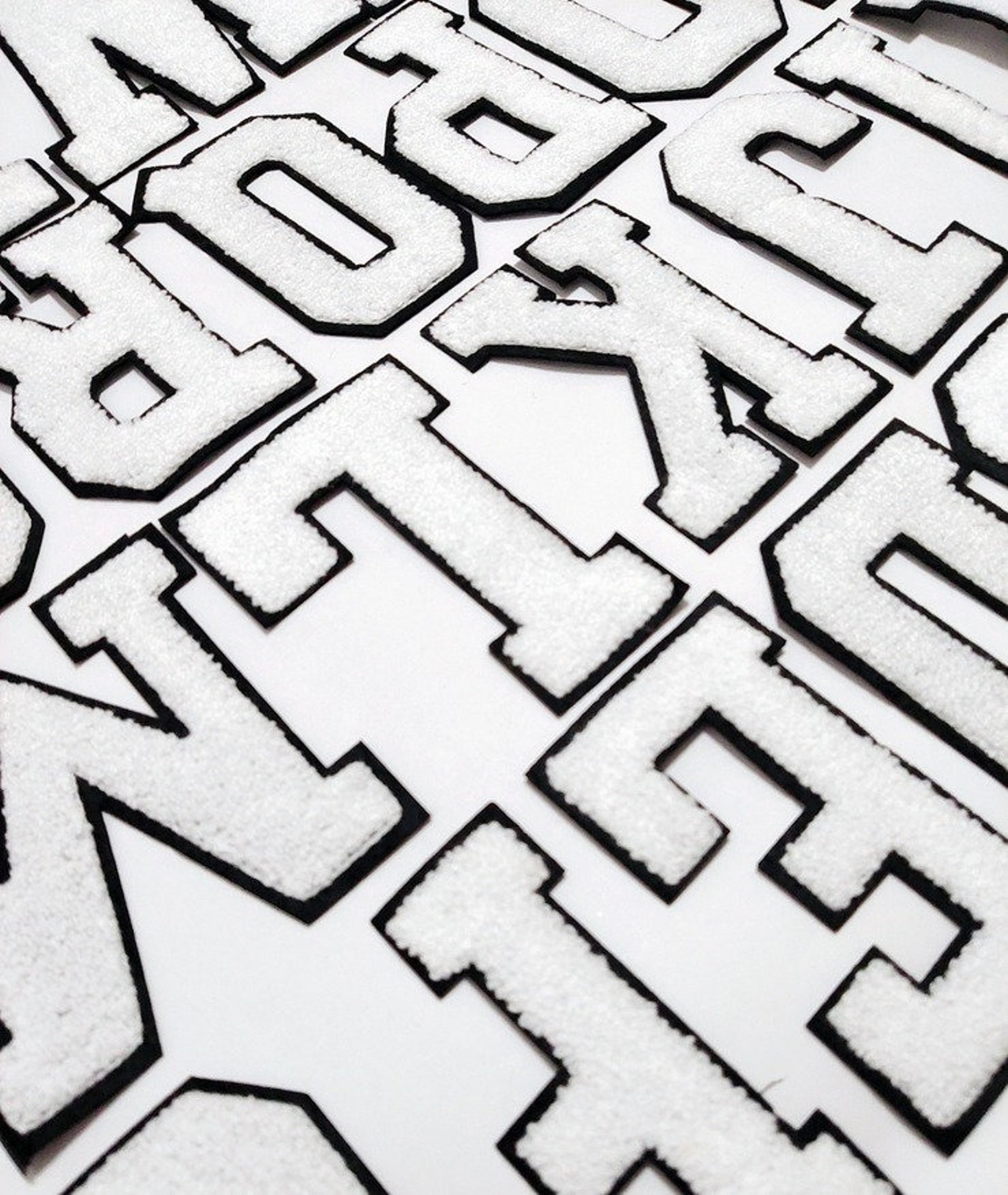 12cm Chenille White Black Trim Patch Letter Patches Iron on / | Etsy