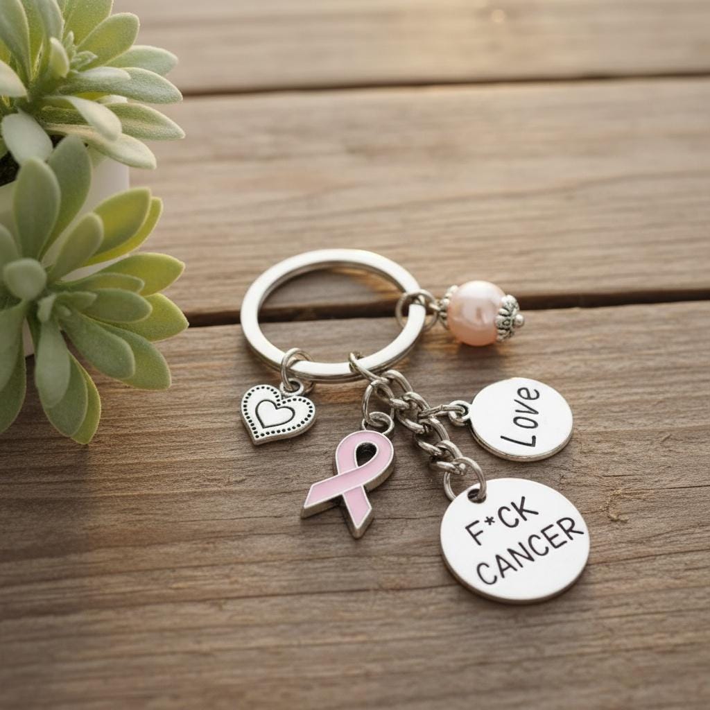 Personalised Breast Cancer Awareness Keyring: Engraved Inspirational ...
