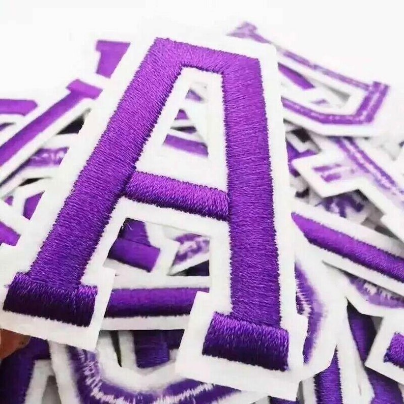 Purple Letter Patch Patches Iron on / Sew on Retro Alphabet Embroidery ...