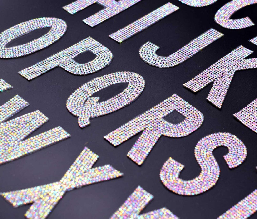 Iridescent Rhinestone Patch Letters: 7cm AB Sparkle Patches Iron on ...