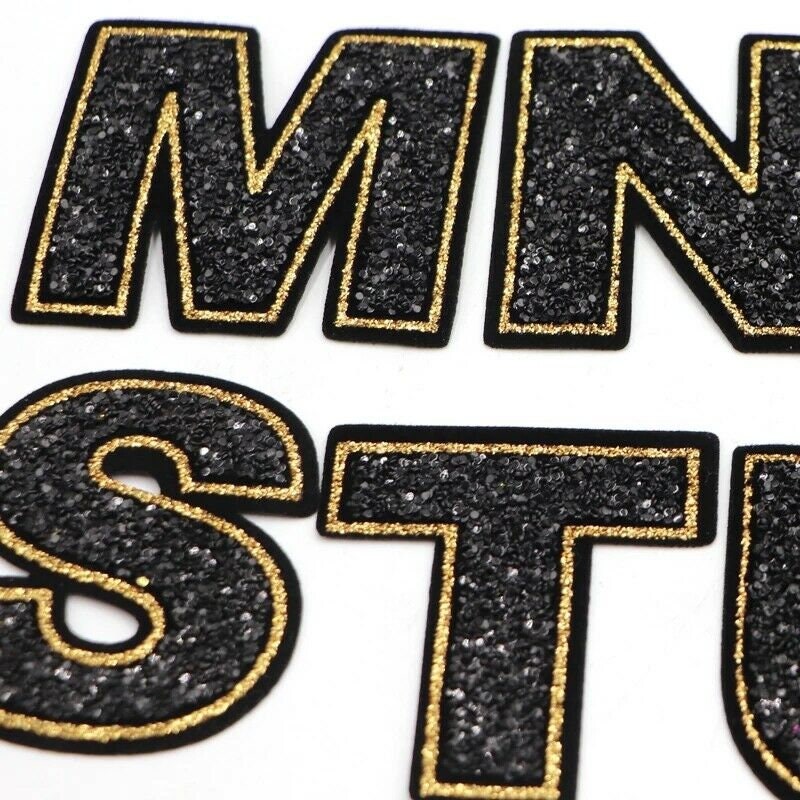 Black Sequin Letter Patch Patches Iron on / Sew on Retro | Etsy