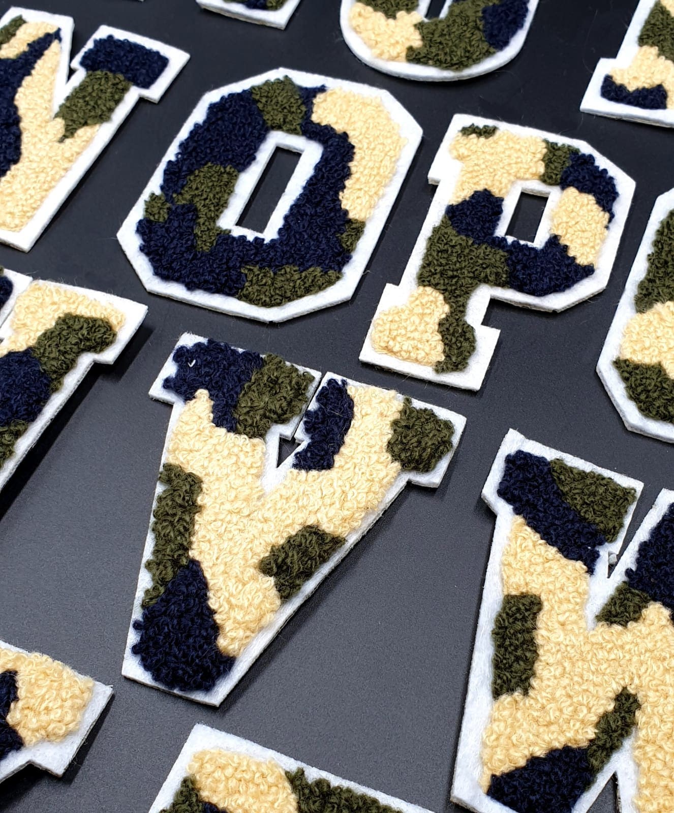 Chenille Camouflage Camo Patch Letter Patches Iron on / Sew on Retro ...