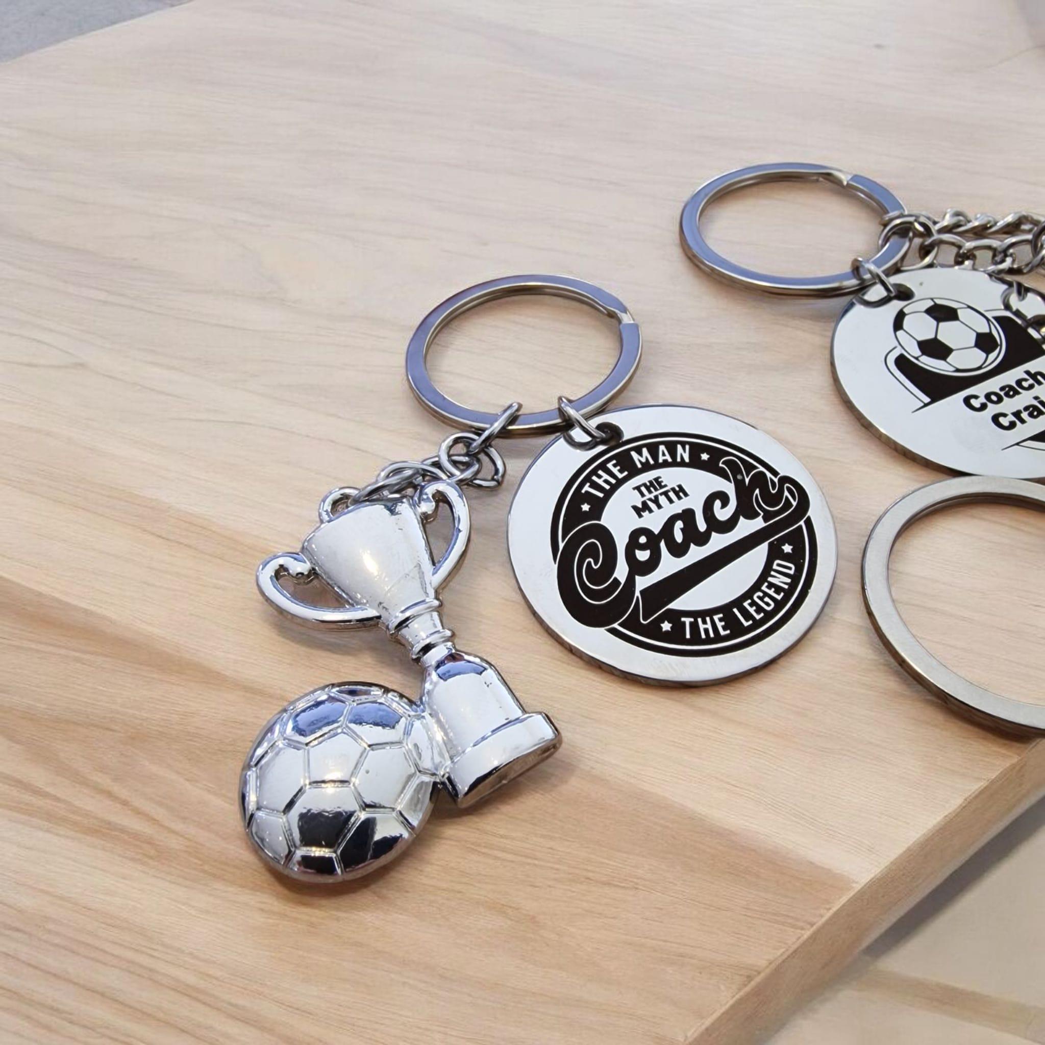 Personalised Football Coach Keychain: Engraved Soccer and Sports Gift ...