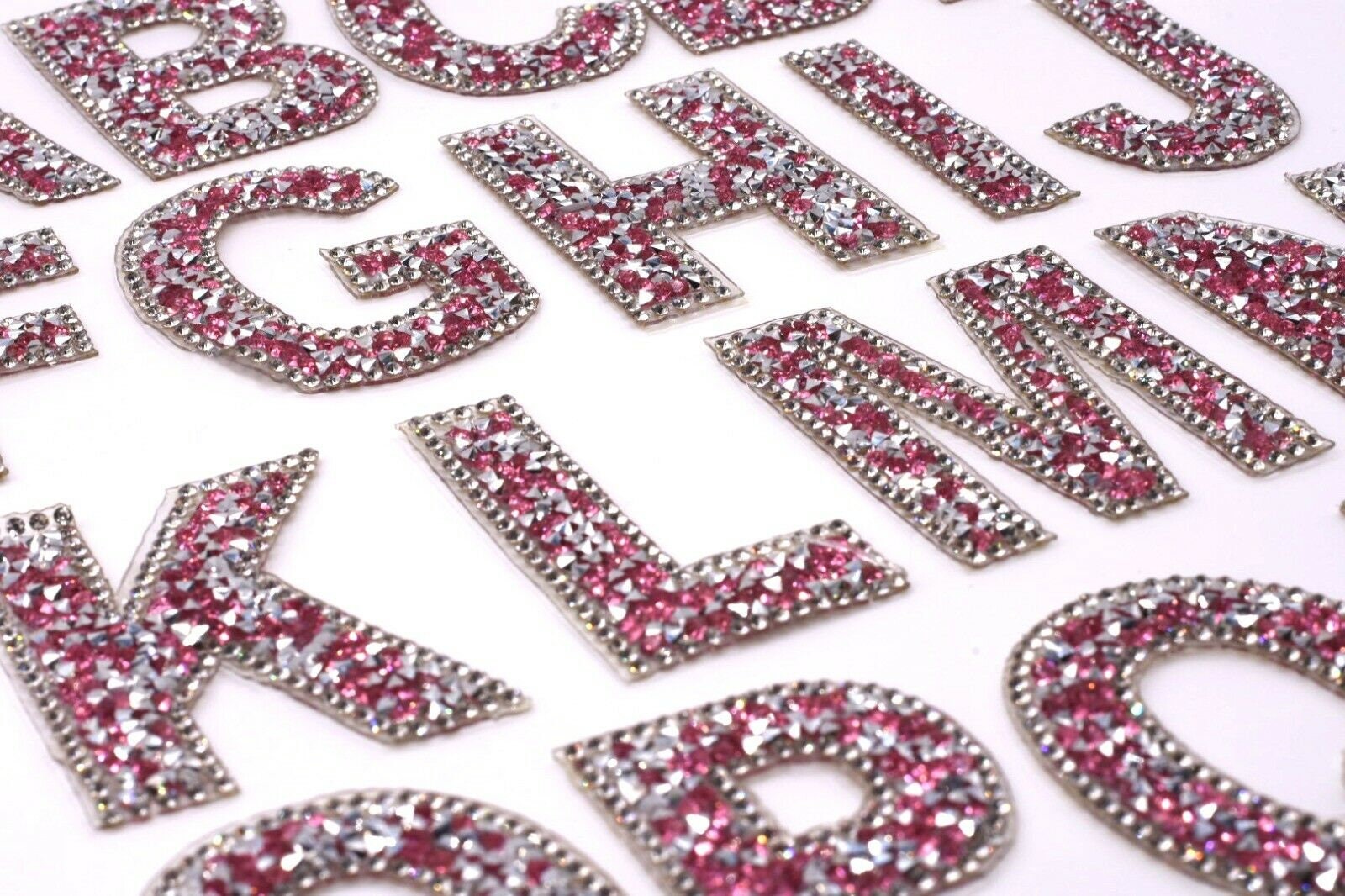Pink Large Rhinestone Sparkle Letter Patch Patches Iron on - Etsy