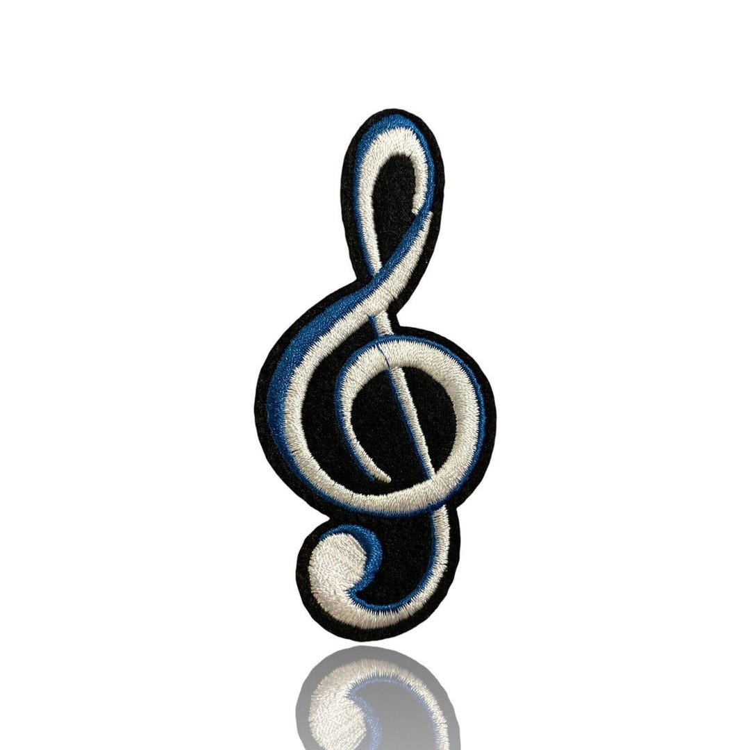 Treble Clef Patch 9.5cm Iron on / Sew on Embroidered Badge Fancy Dress ...