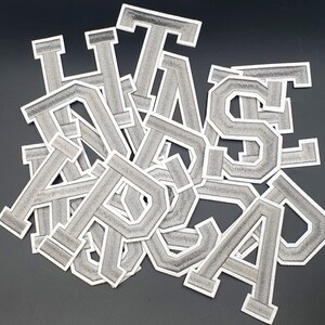 LARGE Grey Letter / Number Patch Patches 9.8cm Iron on / Sew on ...
