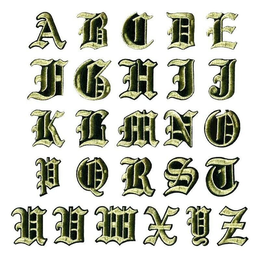 Letter Medieval Gold Patch Patches Iron on / Sew on Retro Alphabet ...