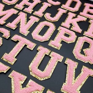 Large 8cm Pink Chenille Patch Letter Patches Iron on /sew on Retro ...