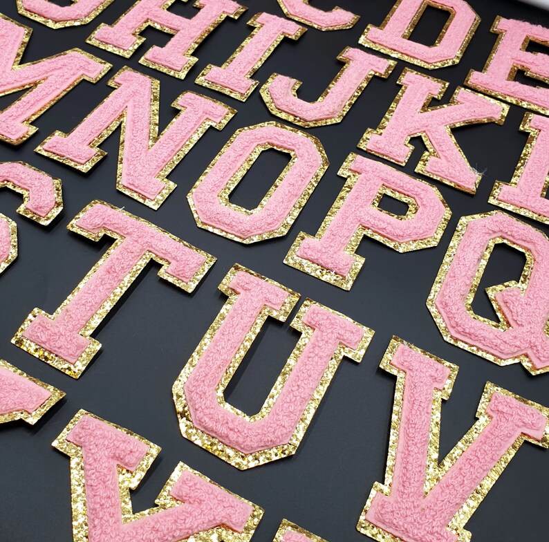 Large 8cm Pink Chenille Patch Letter Patches Iron on /sew on - Etsy