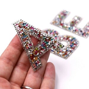 Rainbow Large Rhinestone Sparkle Letter Patch Patches Iron on - Etsy