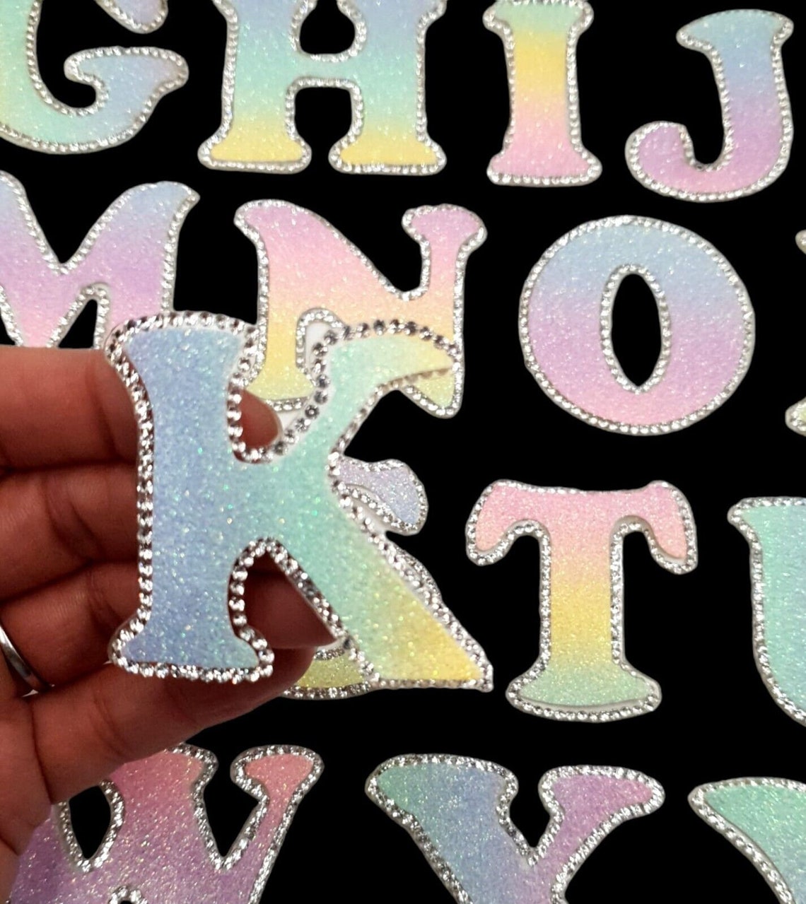 Glitter Pastel Multicoloured Letter Patches Iron on / Sew on - Etsy