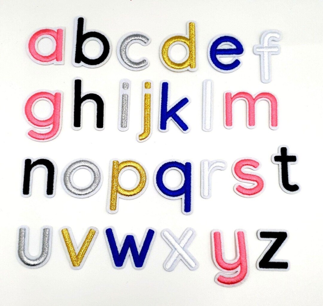 3.4cm Lowercase Patch Letters Colour Embroidered Iron-on Letter Patch ...
