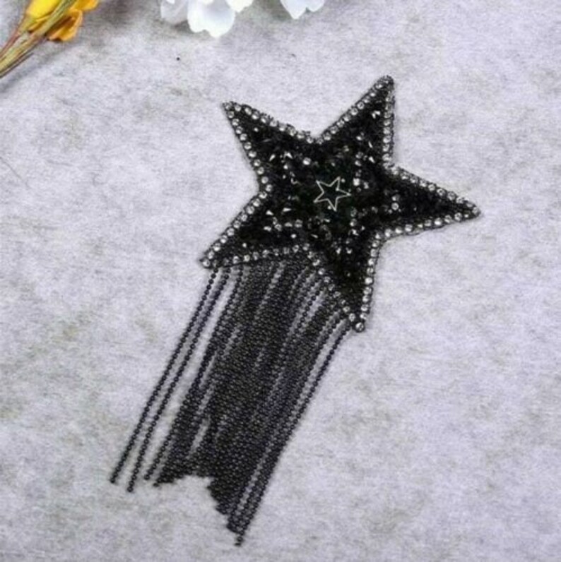 Rhinestone Sparkle Star Space Patch Patches Iron on Tassel - Etsy