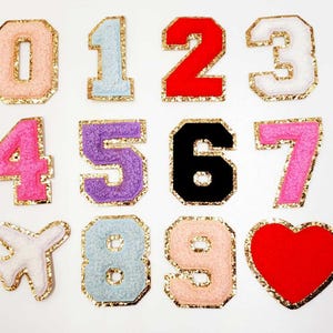 Chenille Gold Trim Number Patch Patches Iron on Alphabet Embroidery ...
