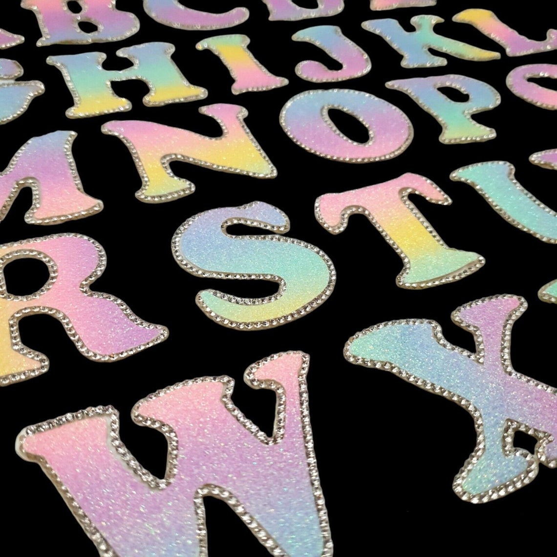 Glitter Pastel Multicoloured Letter Patches Iron on / Sew on - Etsy
