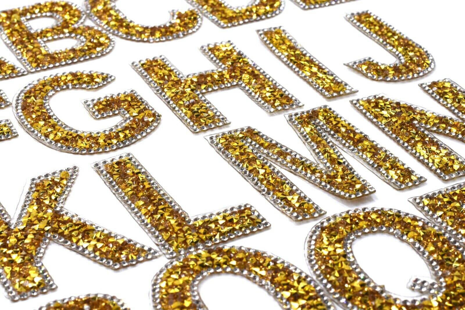Large Gold Rhinestone Sparkle Letter Patch Patches Iron on - Etsy