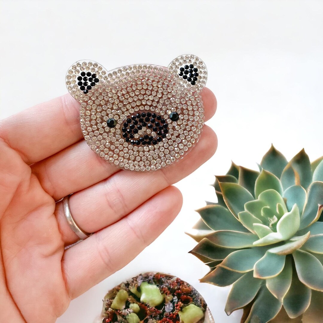 Rhinestone Bear Animal Silver Black Patch Patches Iron on Alphabet ...