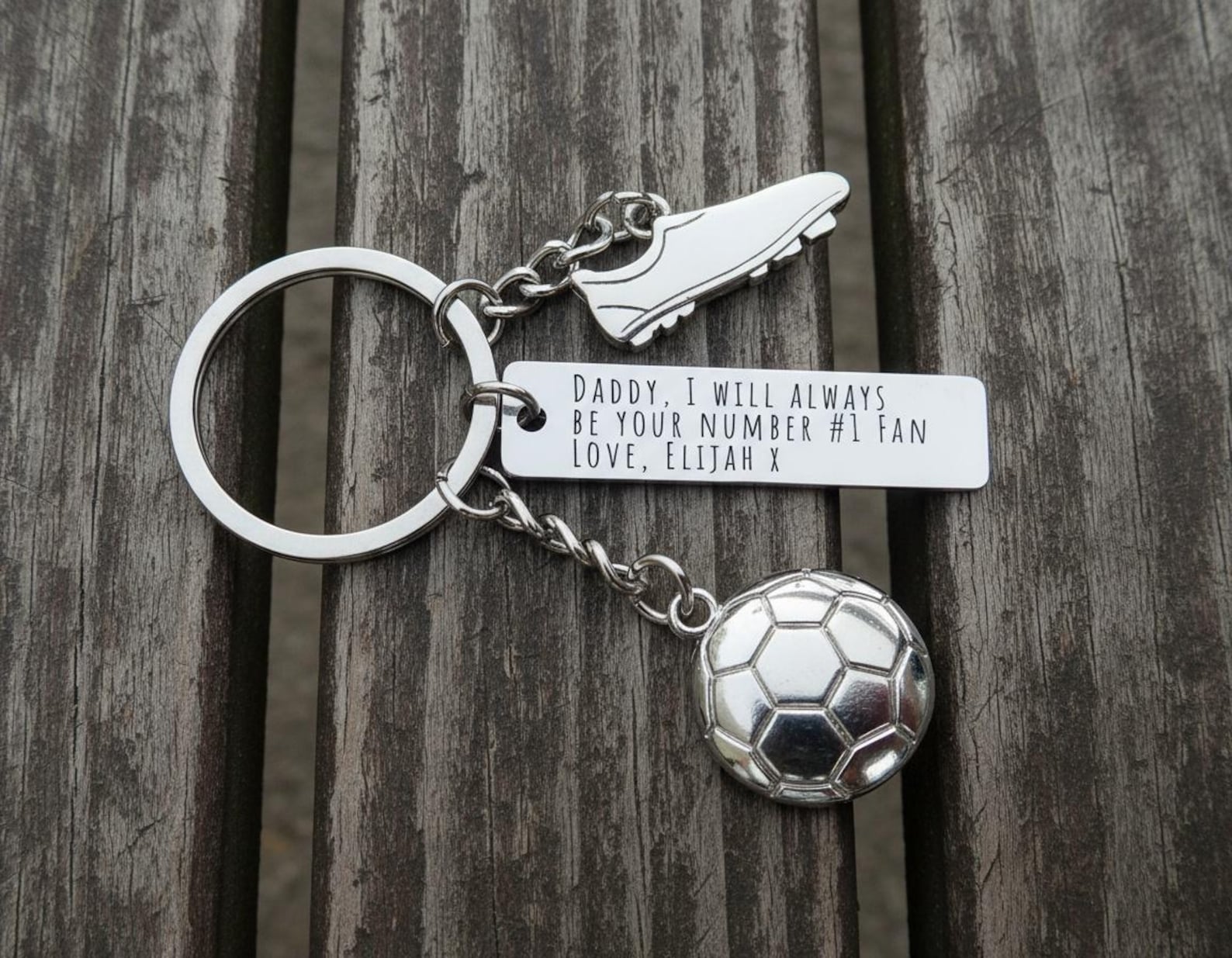 Personalised Keyring - Football Soccer Charm Engraved Gift - Custom ...