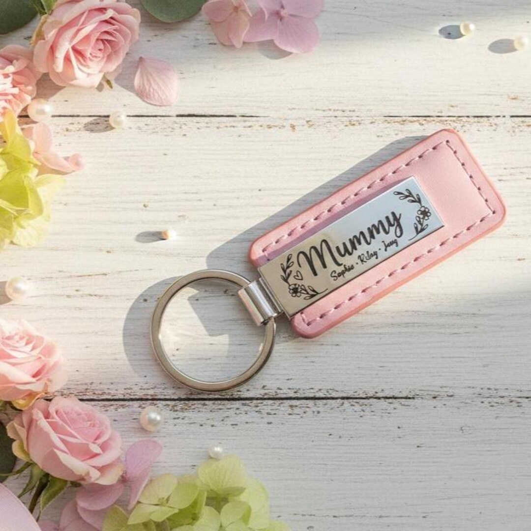 Personalised Leather Mummy Mama Mum Nanny Keyring: Mother's Day Gift ...