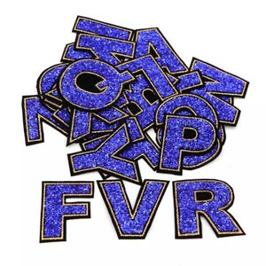 Blue Sequin Letter Patch Patches Iron on / Sew on Retro Alphabet ...