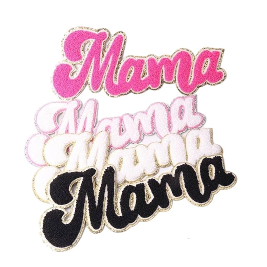 Mama Patch Chenille Gold Trim 27cm Patches Iron on Alphabet Embroidery ...