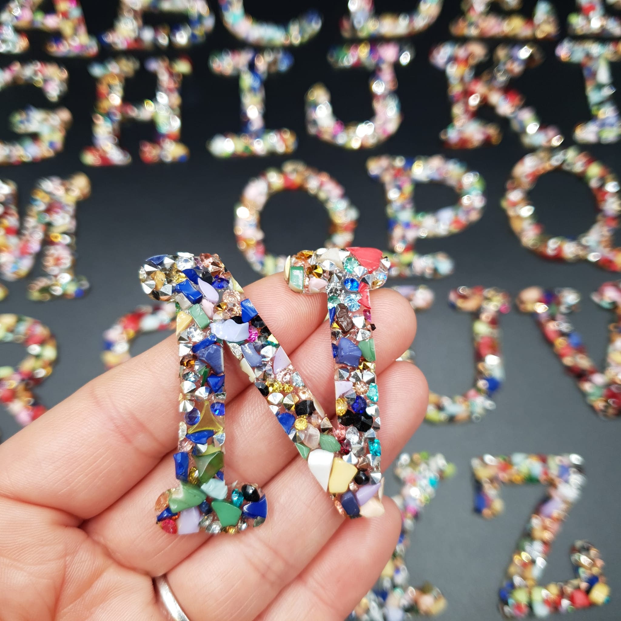 Multi Colour Large Rhinestone Sparkle Letter Patch Patches - Etsy